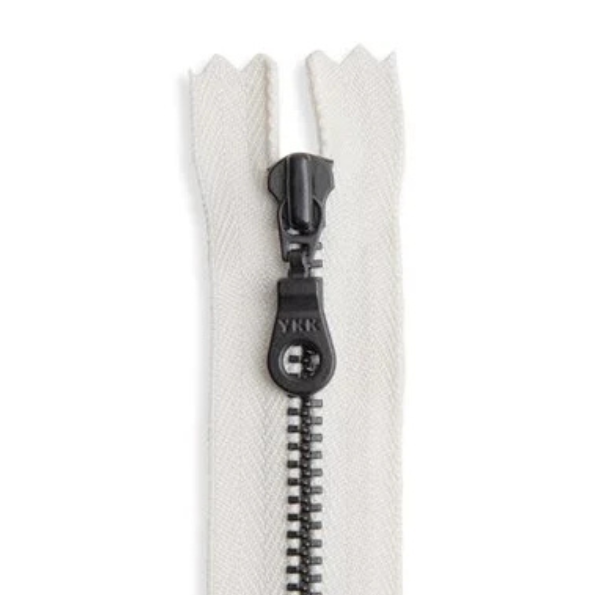 YKK Metal Zipper - Bridal Ivory with Black Oxide Nickle Donut Pull ...